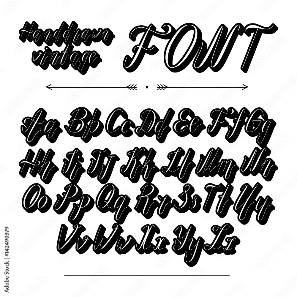 Handwritten lettering font alphabet Stock Vector | Adobe Stock
