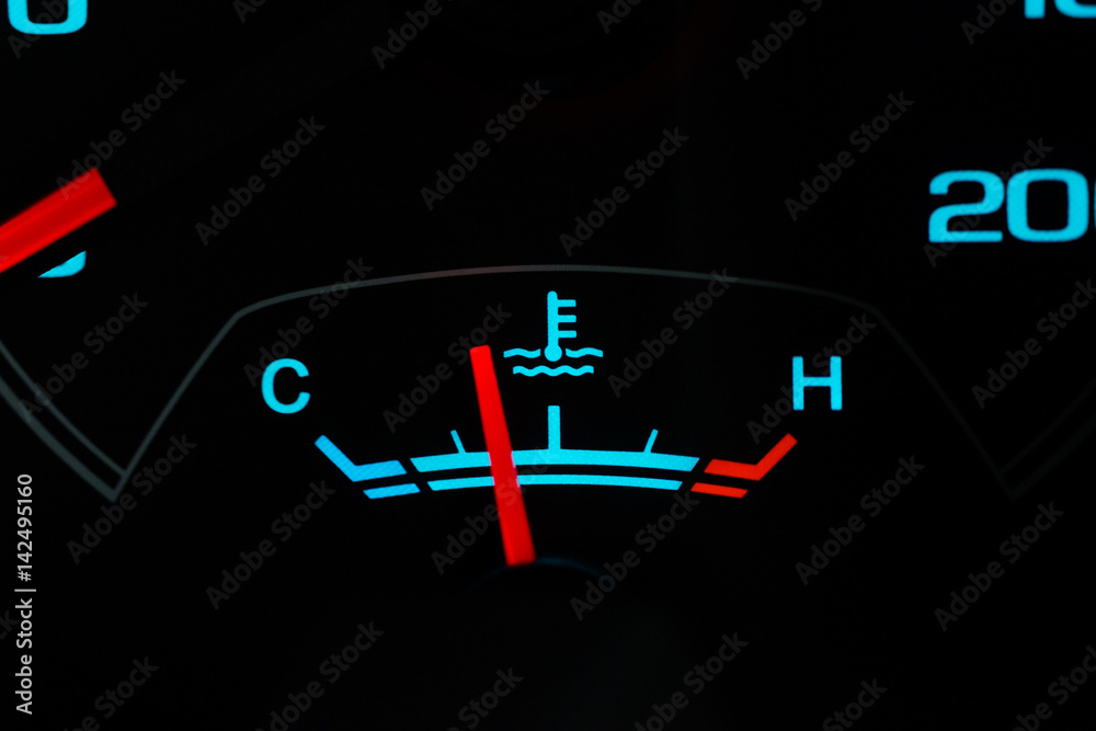 Fuel gauge dash board close up an instrument panel in the dashboard of ...