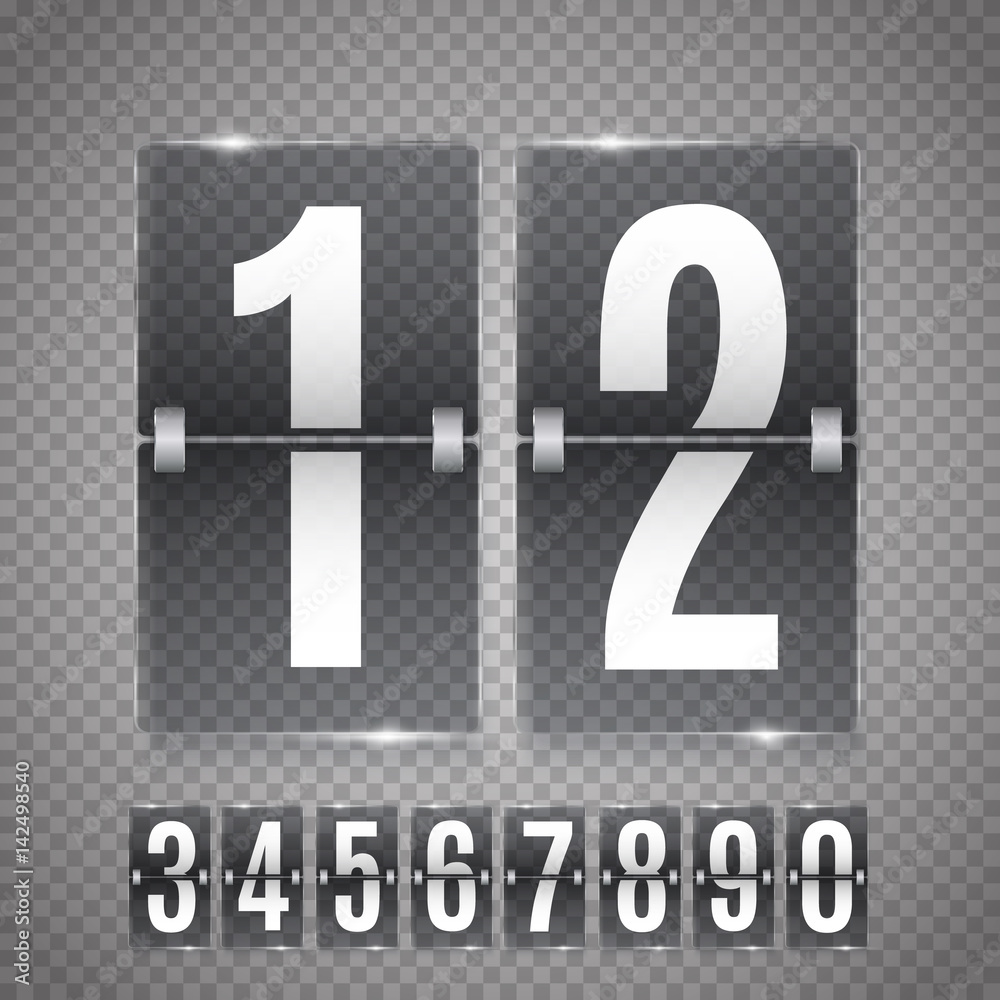 Dark Glass Countdown timer isolated on transparent background. Clock ...