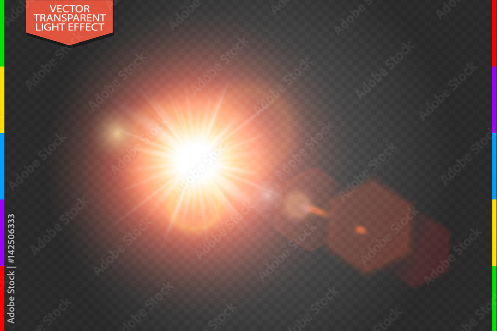 Vector transparent bright red sunlight special lens flare light effect ...