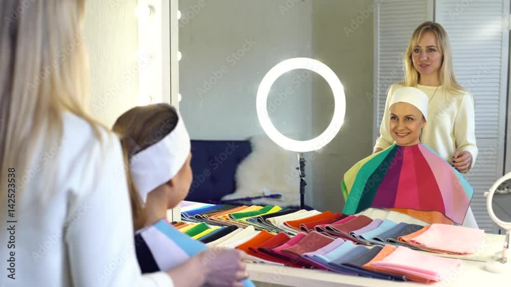 Seasonal color type for women skin beauty set element: Summer. Young ...