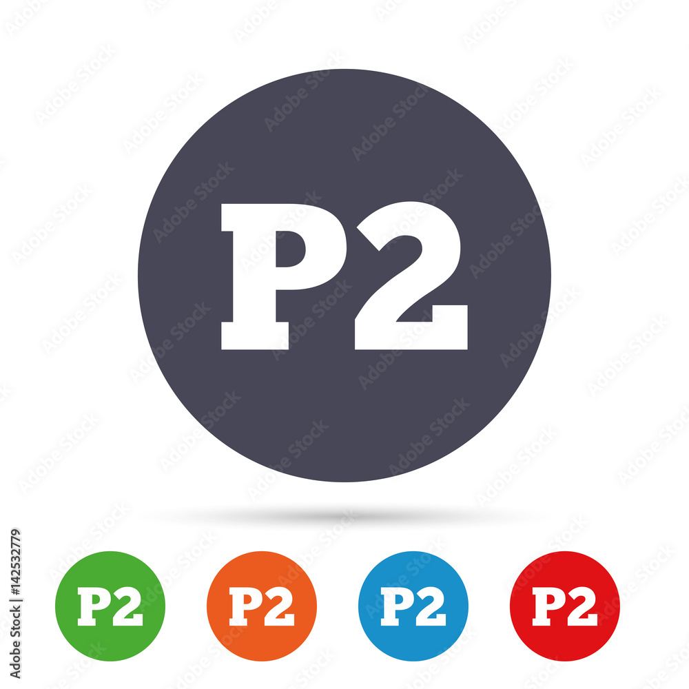 Parking second floor icon. Car parking P2 symbol. Stock Vector | Adobe ...
