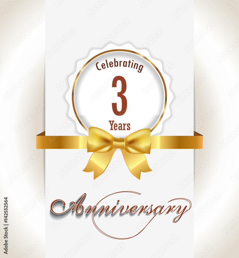 3rd Anniversary background, 3 years celebration invitation card vector ...