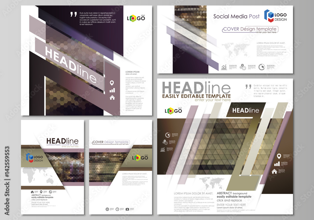 Social media posts set. Business templates. Flat design template ...