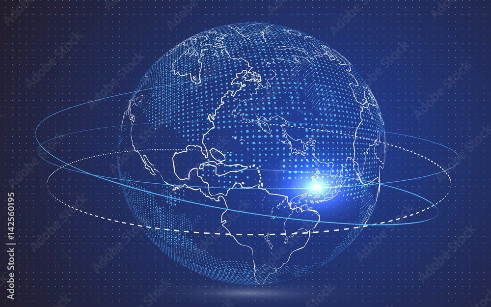 World map point, line, composition, representing the global, Global ...