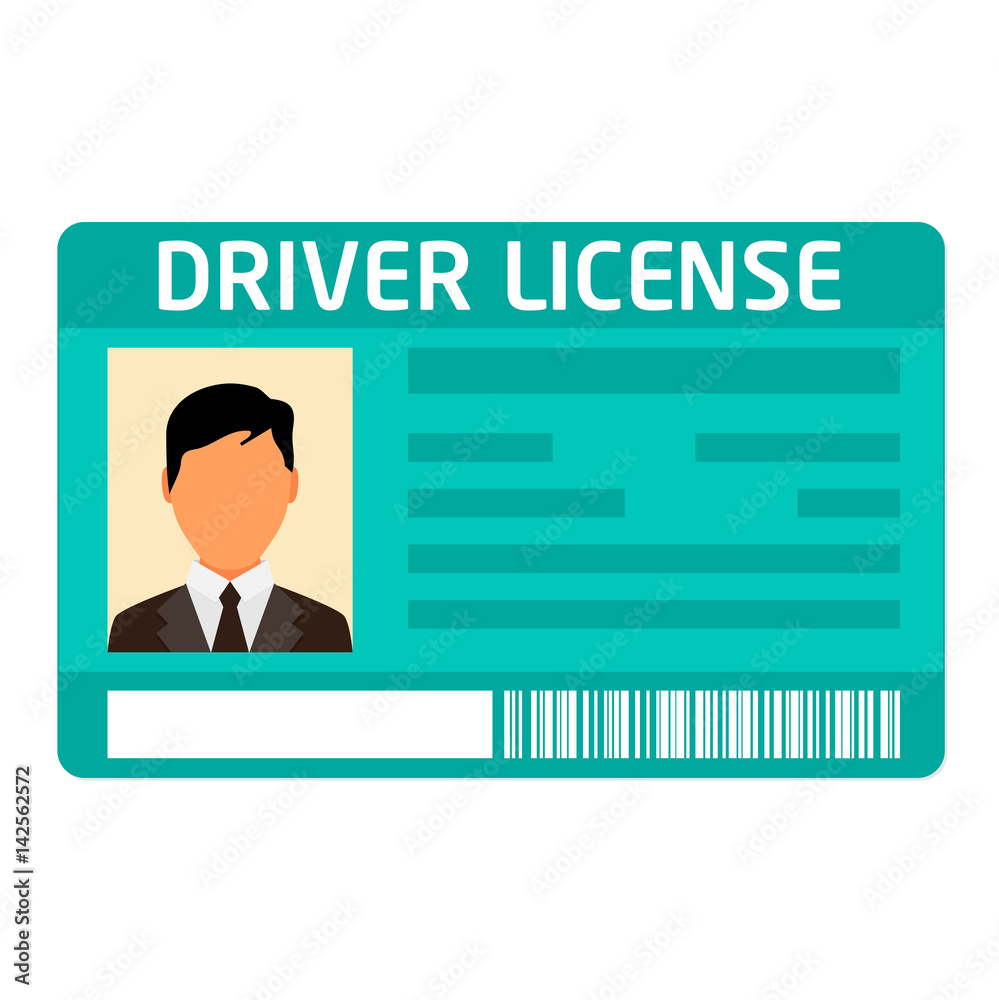 Car driver license identification with photo isolated on white ...