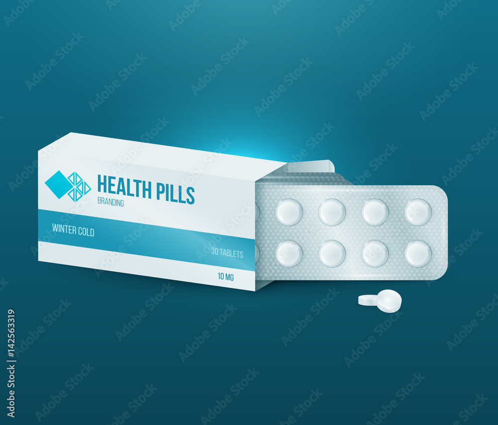 Template branding design for paper packaging or boxes with tablets ...
