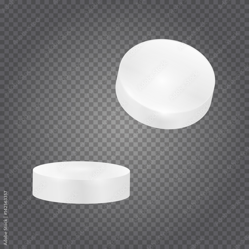 Two realistic white 3d tablets. Vector medical drugs isolated on ...