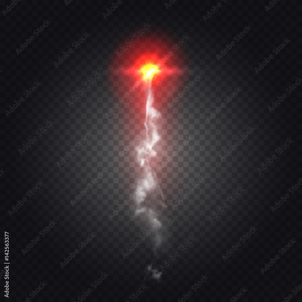 Realistic red signal rocket flare on transparent background. Vector ...