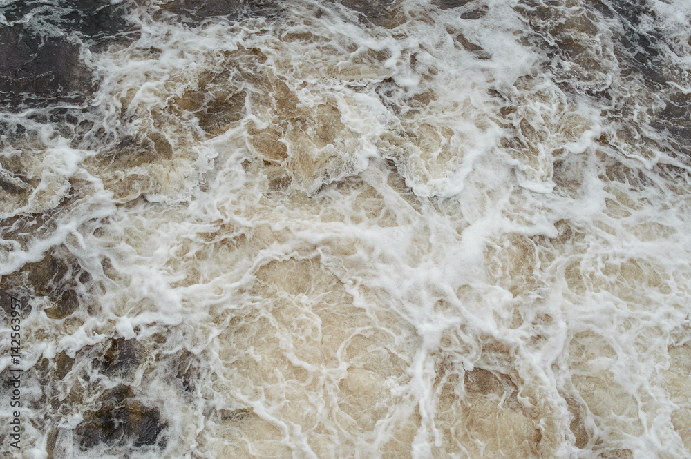 Foam in the river water. Water Surface. Water texture for background ...
