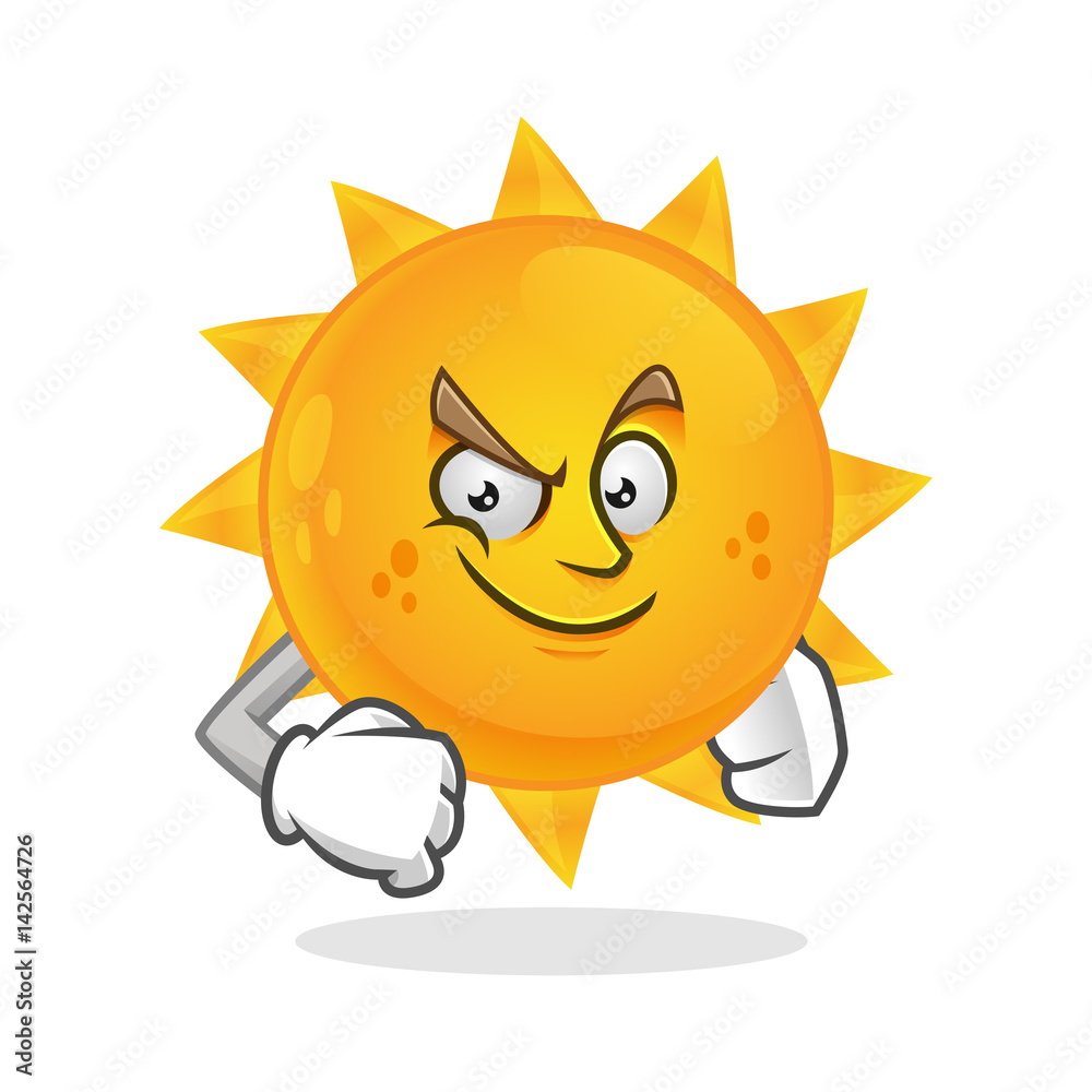 Confident sun mascot, sun character, sun cartoon vector Stock Vector ...