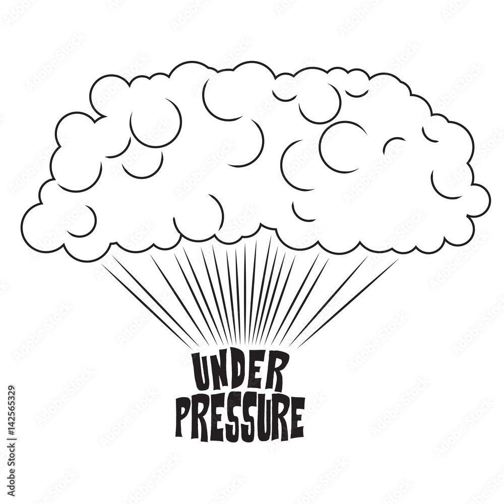 Steam rising from the inscrption under pressure, pop art illustration ...