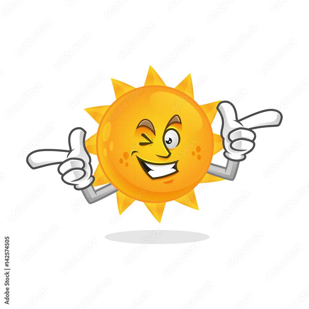 Happy funky sun mascot, sun character, sun cartoon vector Stock Vector ...