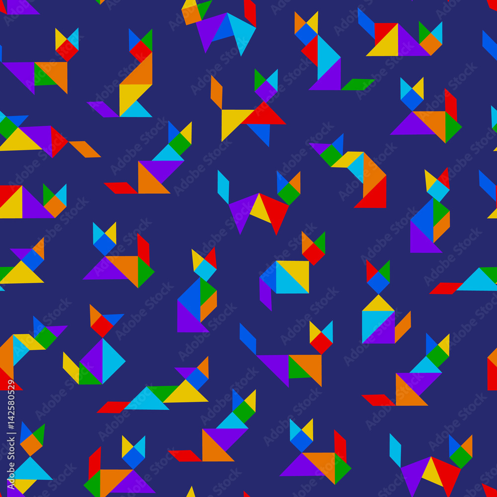 tangram cats Stock Vector | Adobe Stock