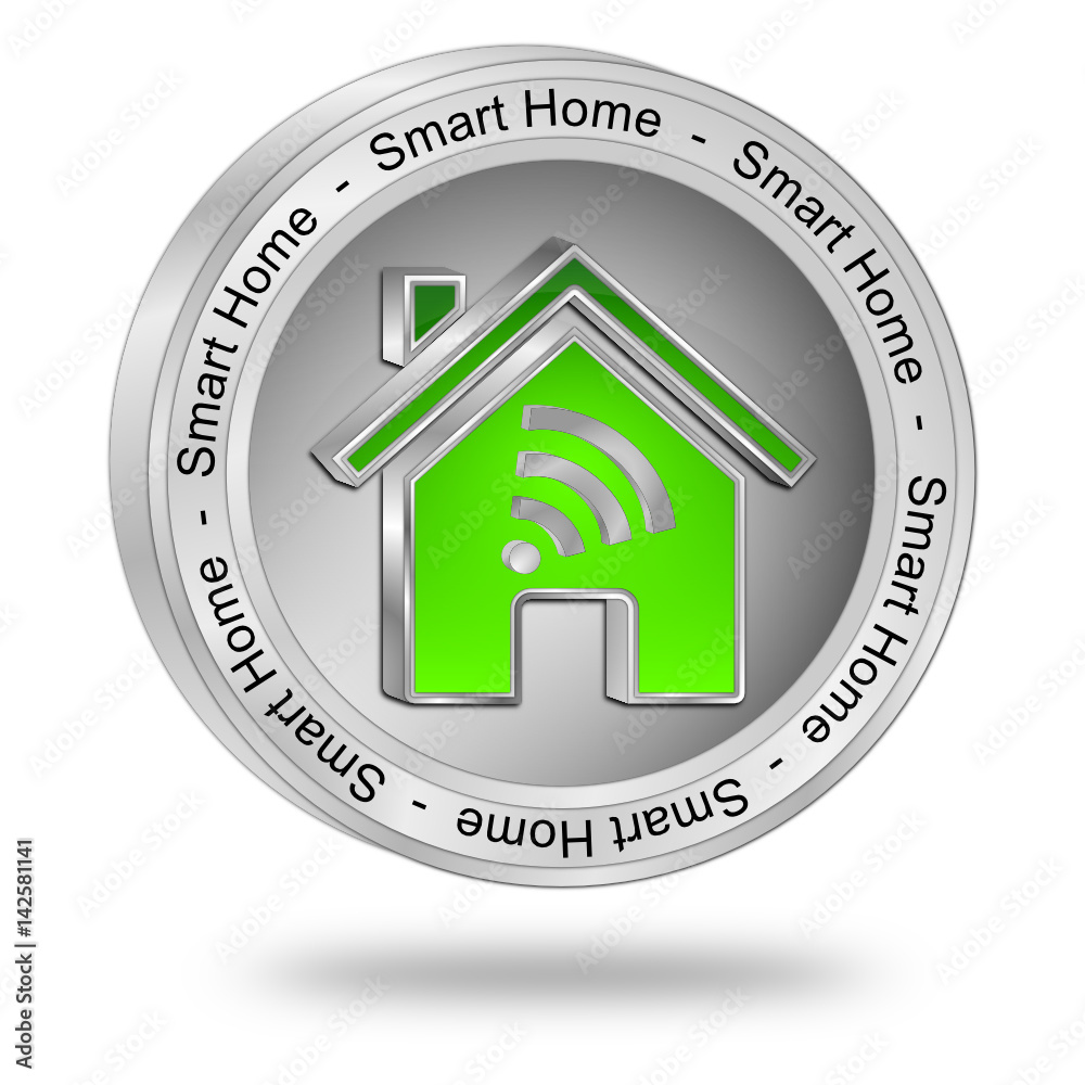 Smart Home Button - 3D illustration Stock-Vektorgrafik | Adobe Stock