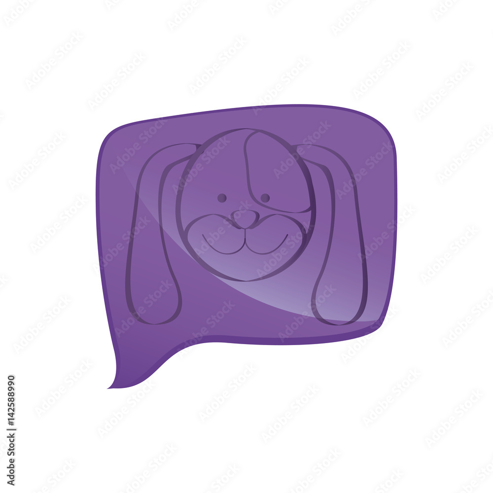 purple square chat bubble with dog animal inside, vector illustration ...