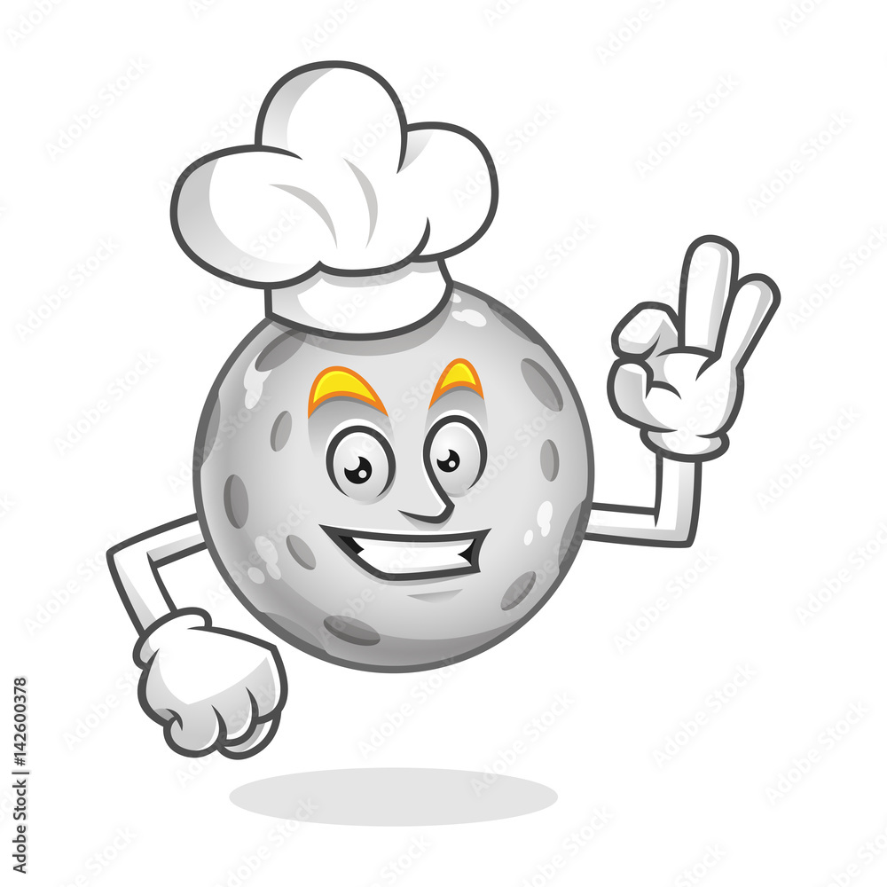 Chef moon mascot wearing chef hat, moon character, moon cartoon vector ...