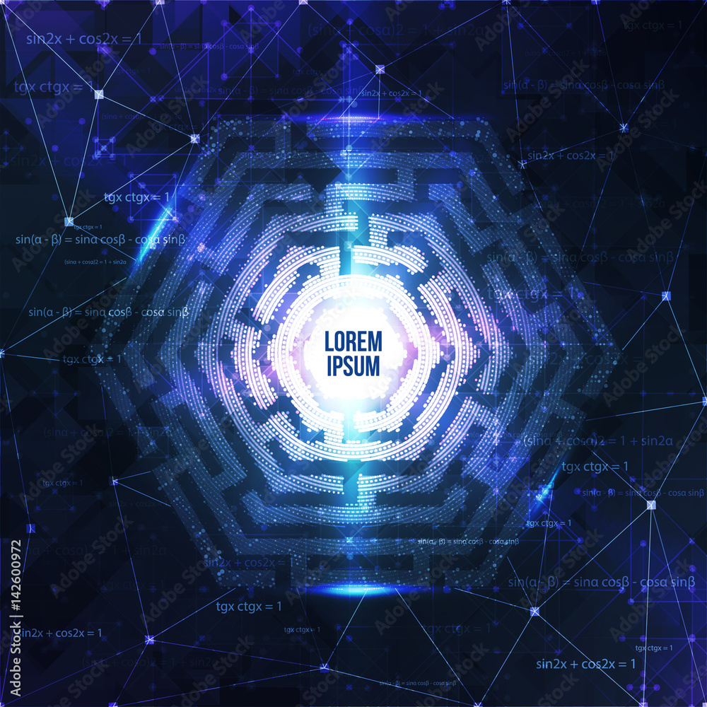 Technology Background Design with Hexagon maze. Vector illustration ...