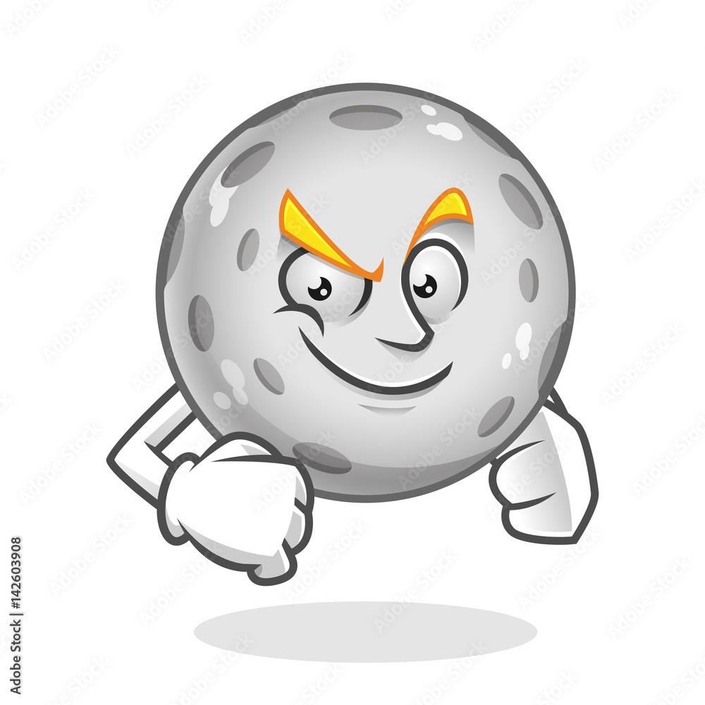 Confident moon mascot, moon character, moon cartoon vector Stock Vector ...