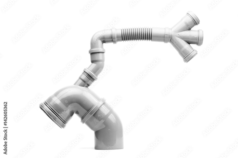 New gray drain pvc pipe fitting Stock Photo | Adobe Stock