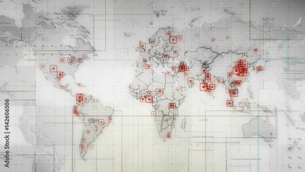 White World Map with Lines Rollback Camera. White World map with visual ...