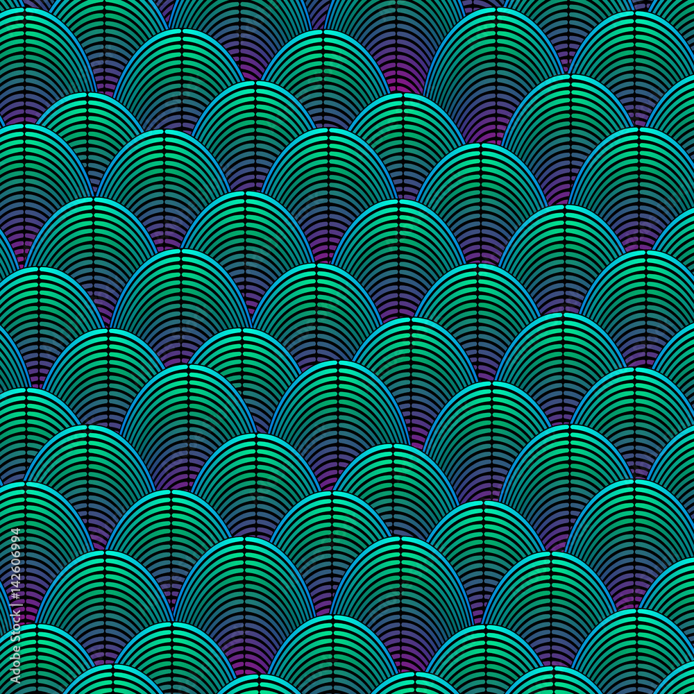 Feather styled background with curved lines styled as exotic bird ...