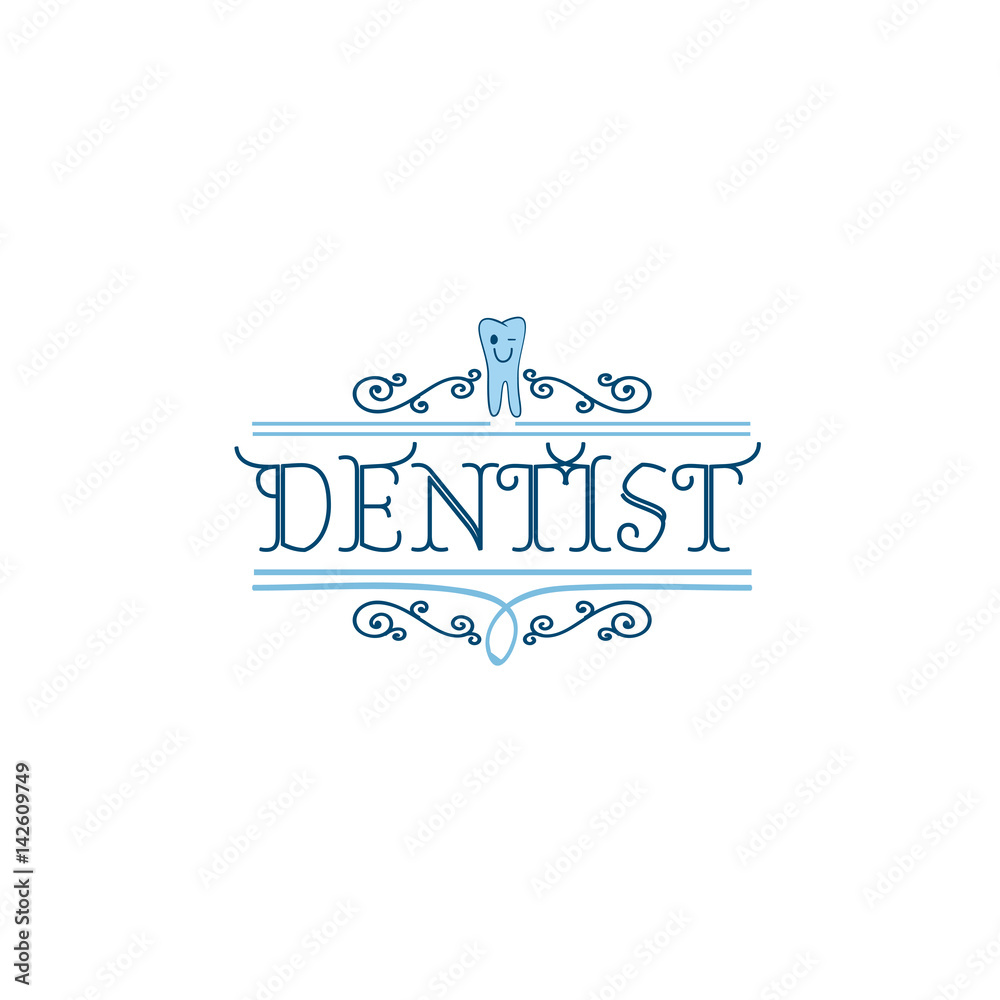 Vecteur Stock Typographic badges - Dental clinic. On the basis of ...
