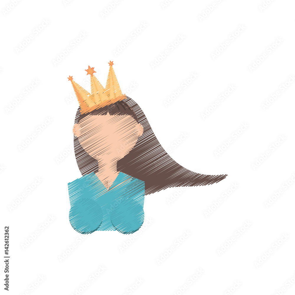 drawing head girl with crown celebration party vector illustration eps ...