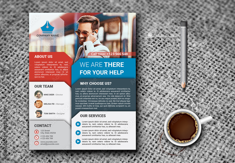 Single Page Flyer Layout with Multicolored Sections Stock Template ...