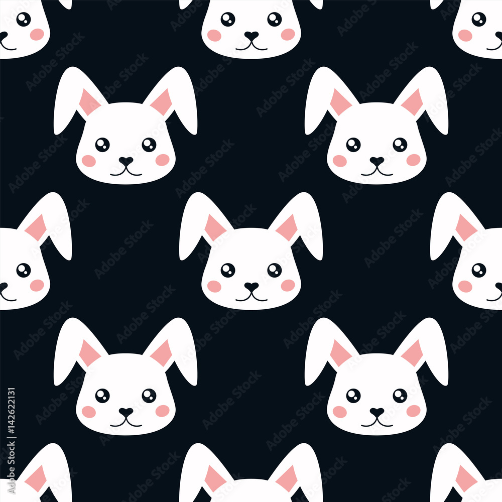 Cartoon rabbit face pattern Stock Vector | Adobe Stock