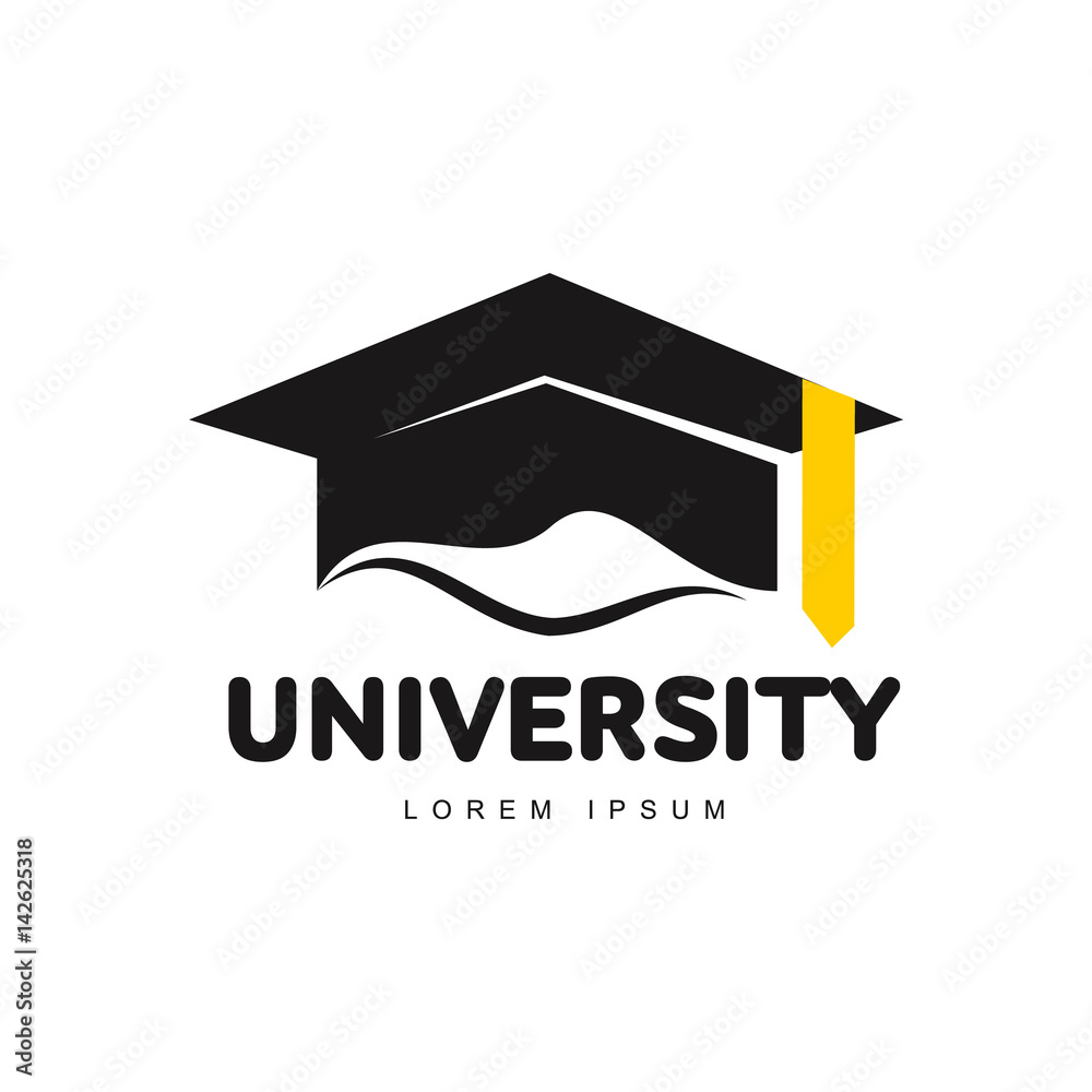 Graphic three colored square academic, graduation cap logo template ...