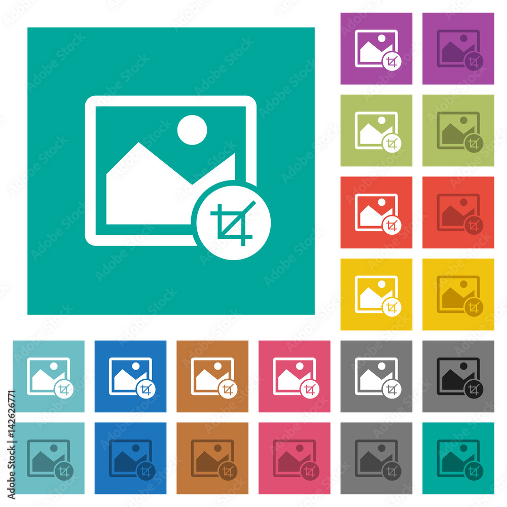 Crop image square flat multi colored icons Stock Vector | Adobe Stock