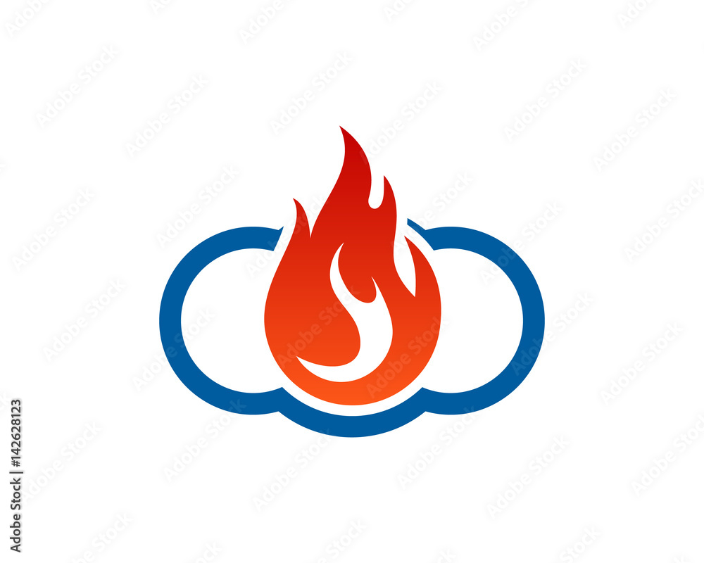 Cloud Fire Icon Logo Design Element Stock Vector | Adobe Stock