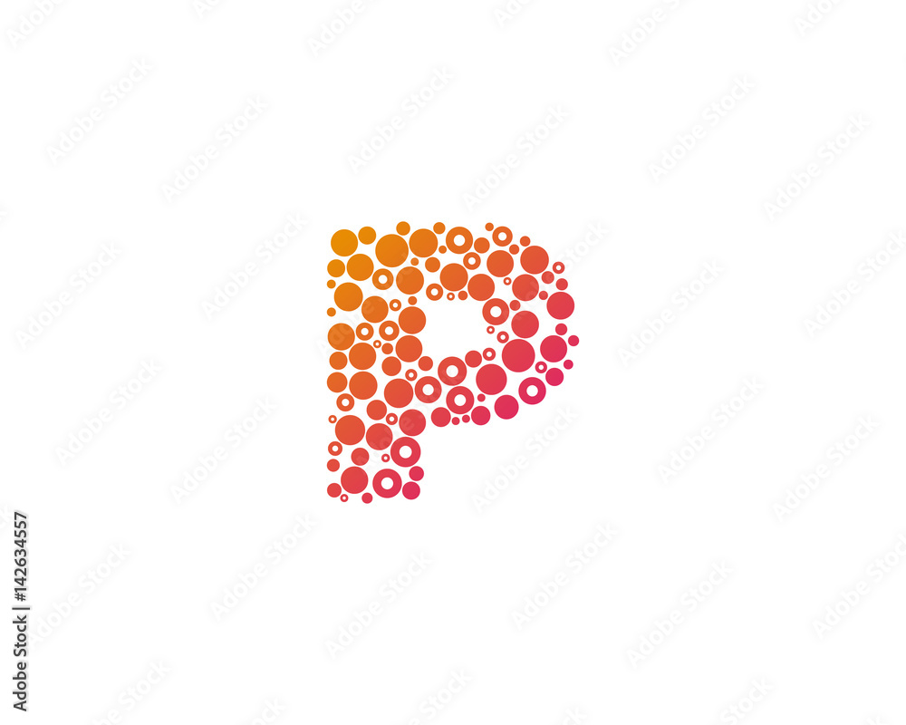 Letter P Dot Circle Icon Logo Design Element Stock Vector | Adobe Stock
