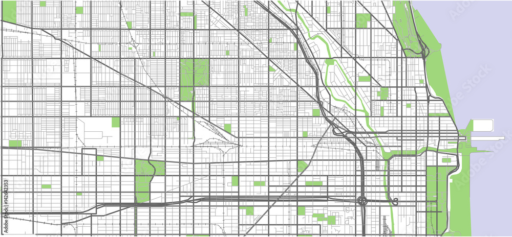 vector map of the city of Chicago, USA Stock Vector | Adobe Stock