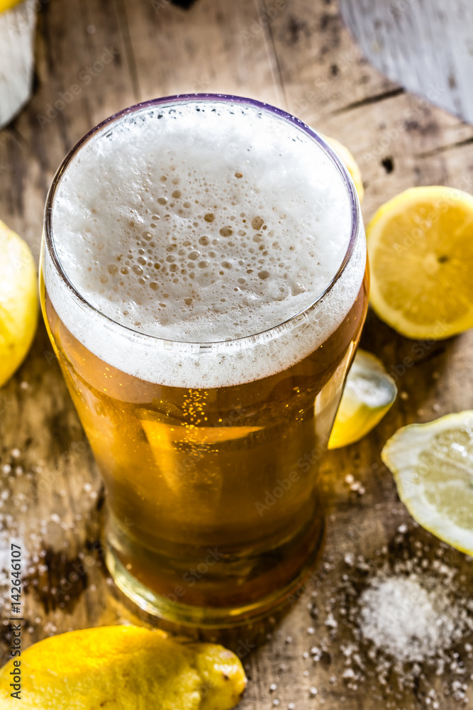 Beer , lemon and salt. Ingredientes for michelada - latin american ...