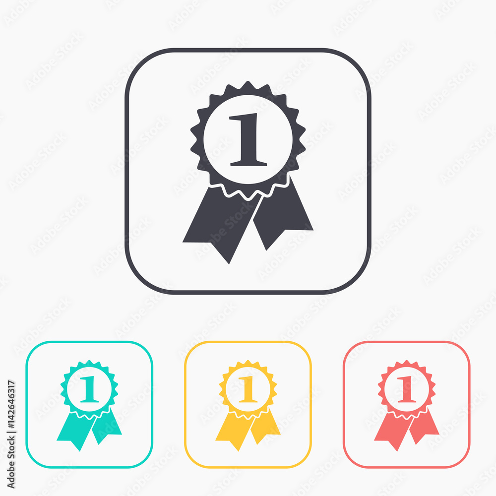 First prize badge with ribbons vector flat icon Stock-Vektorgrafik ...