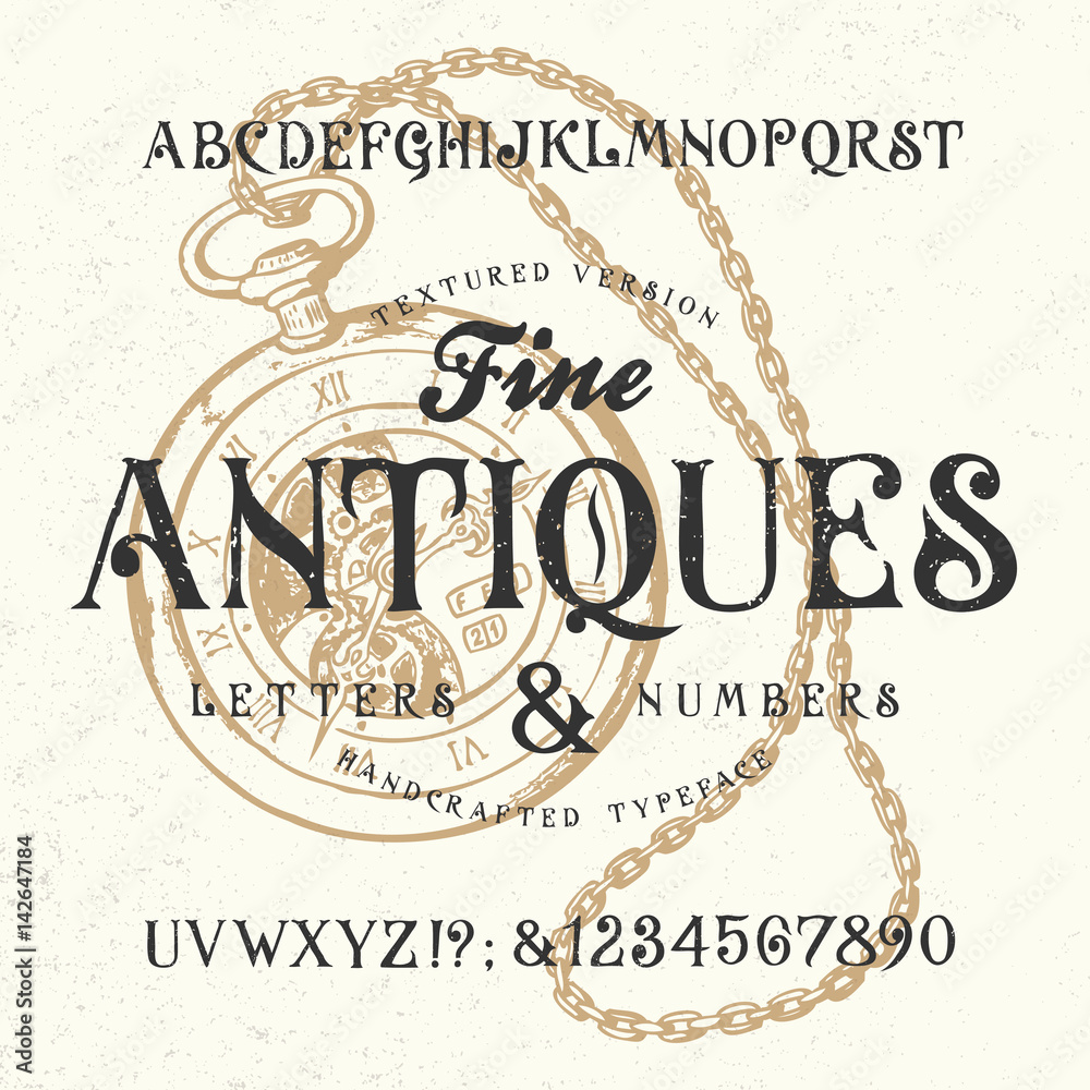 FINE ANTIQUES. Hand crafted old retro vintage typeface design. Original ...