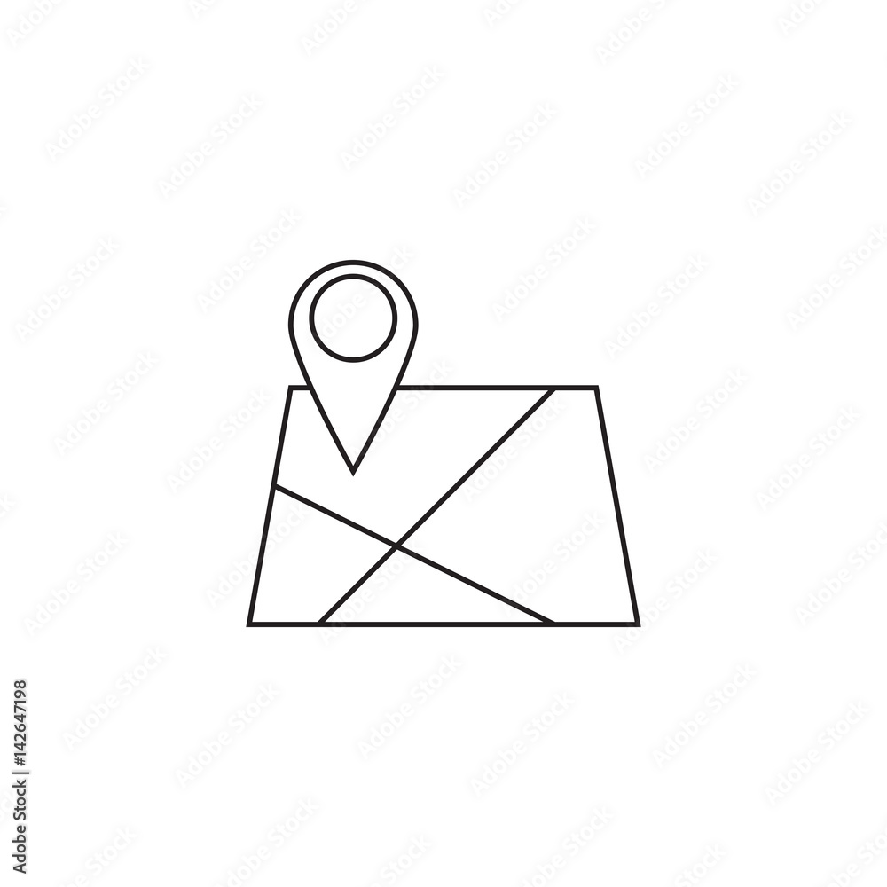 Map with Pin Pointer line icon, location outline vector logo ...