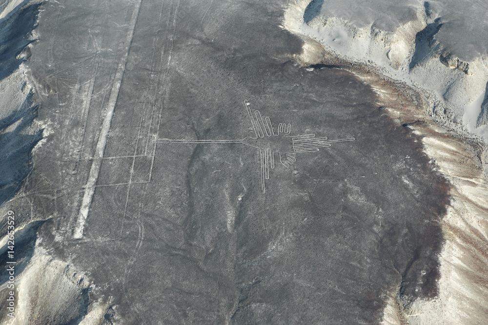 Nazca lines - Humming Bird. Lines and Geoglyphs in the Nazca desert. It ...