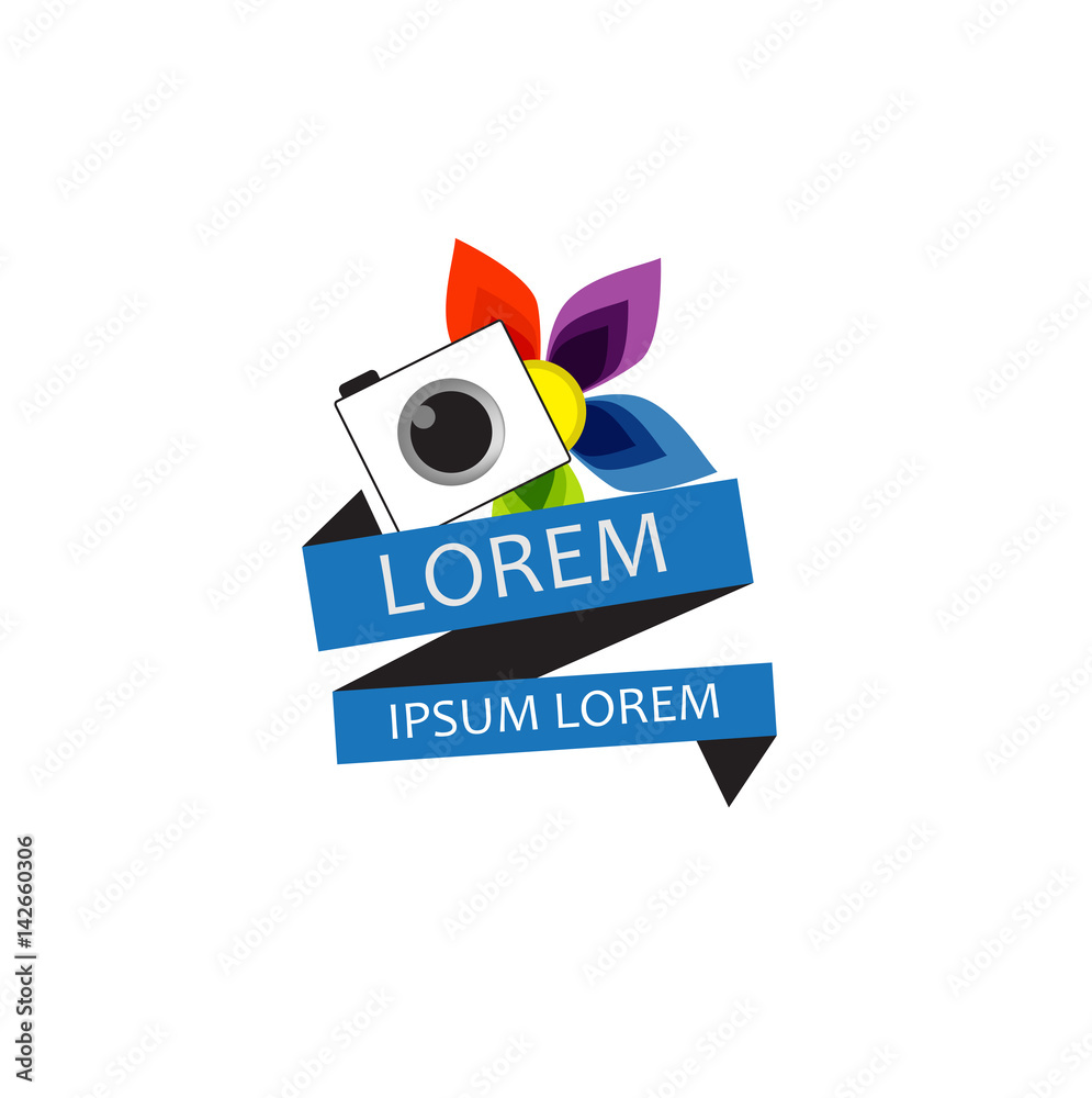 Colorful Flower and Camera Logo with Text Holder. Photo booth business ...