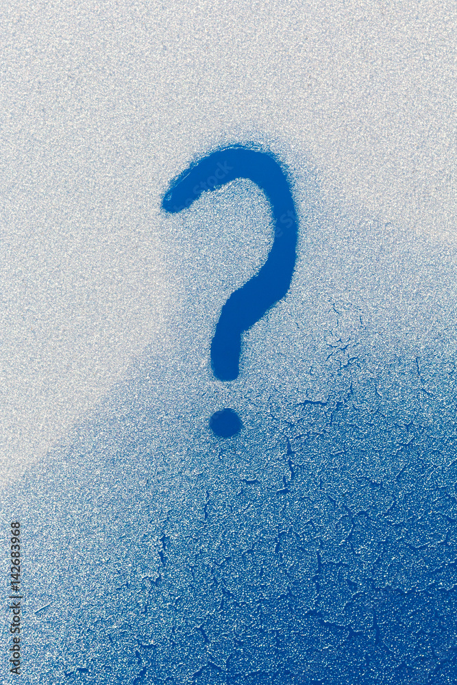 Question mark written in a frozen glass Stock Photo | Adobe Stock