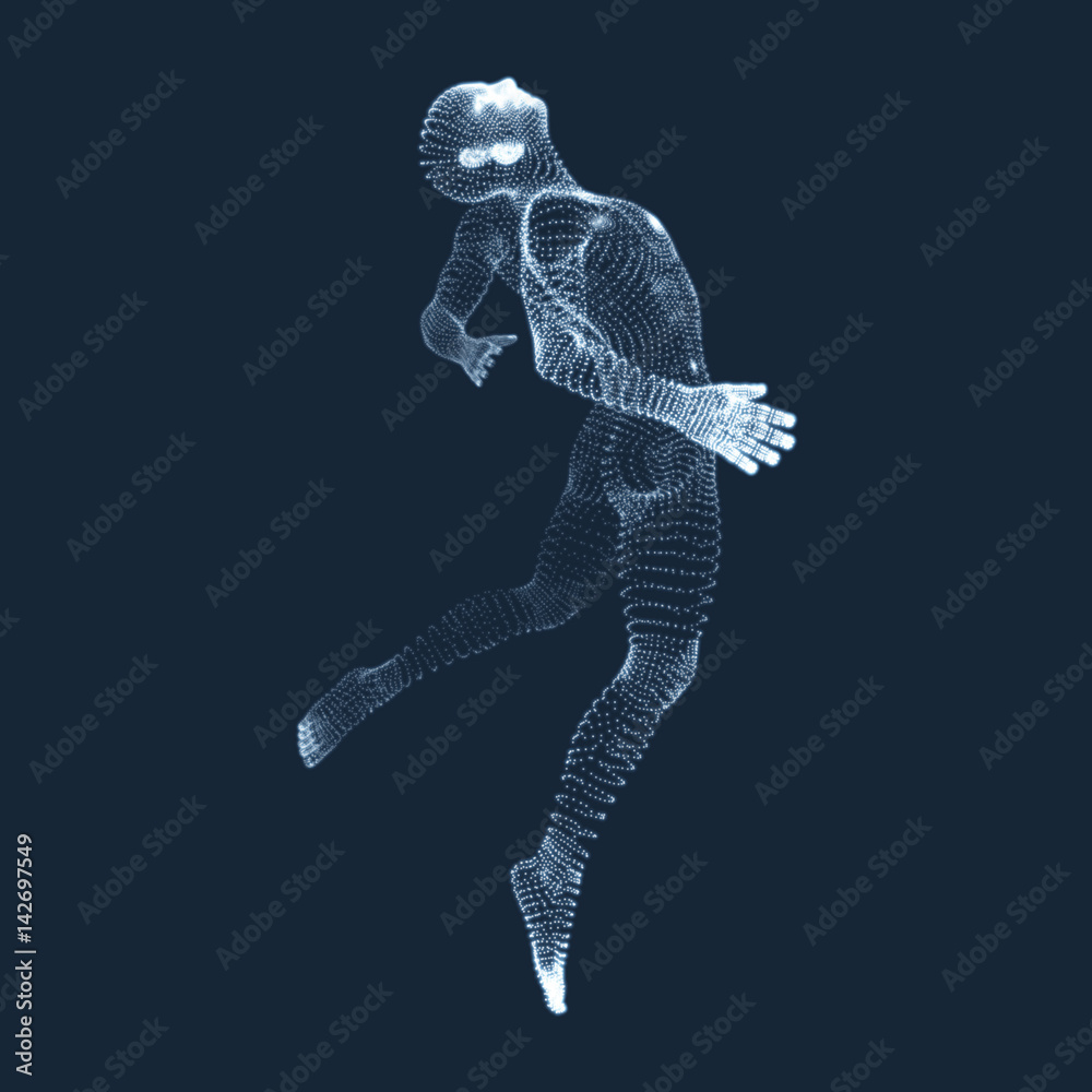 Jumping Man. 3D Model of Man. Human Body Model. Stock Vector | Adobe Stock