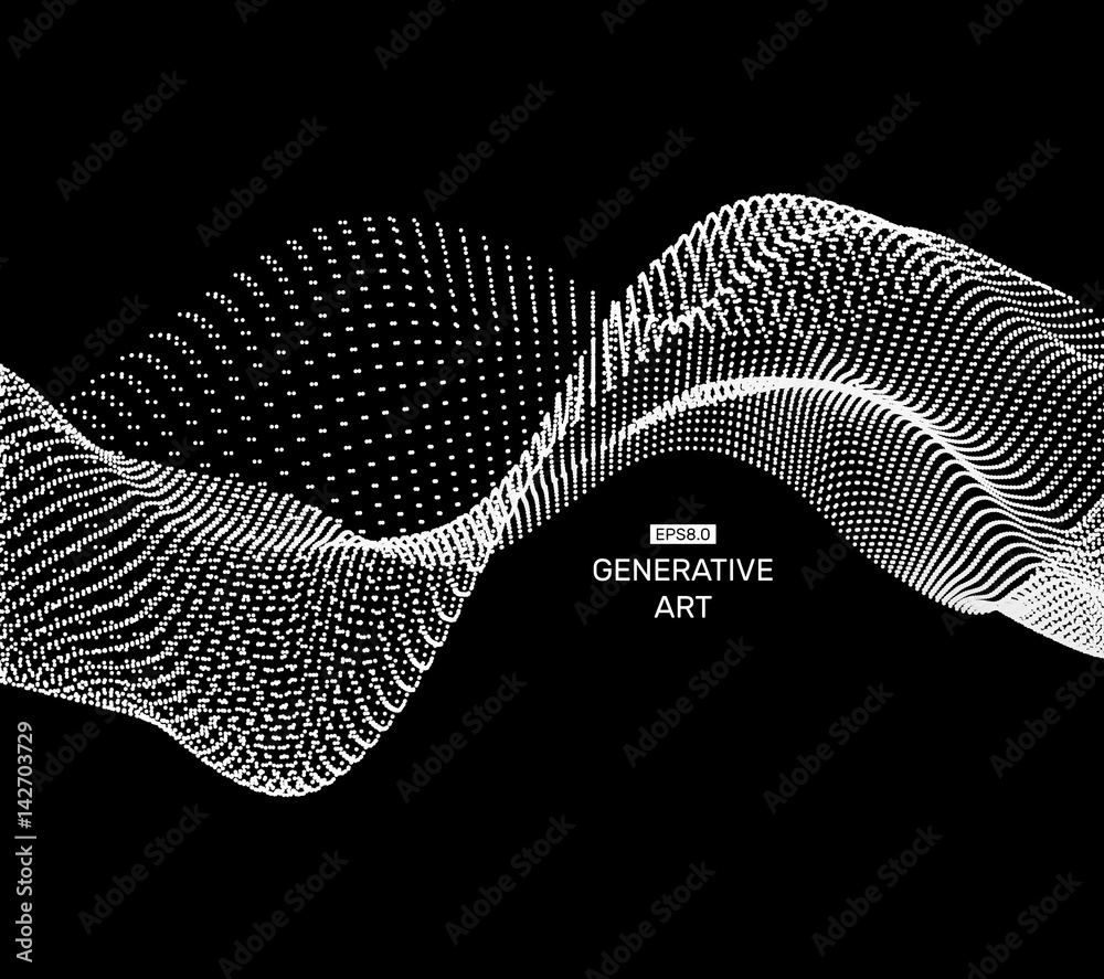 Wave Background. Illustration with Dots. Network Design with Particle ...