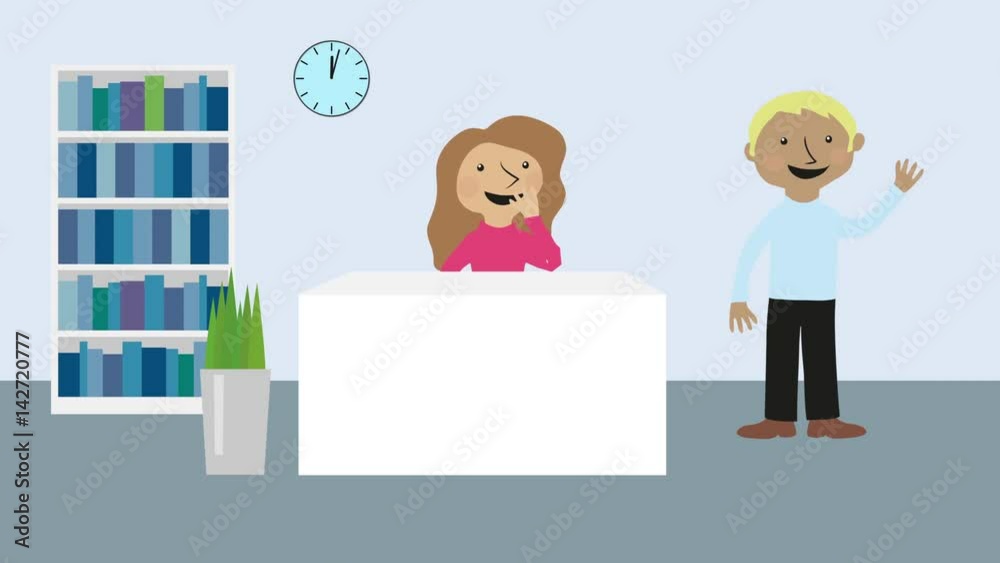Happy people in office. Animated character with flat design. Concept of ...