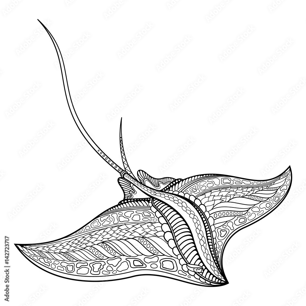 Vector Tribal Decorative Stingray. Isolated Animal On Transparent ...