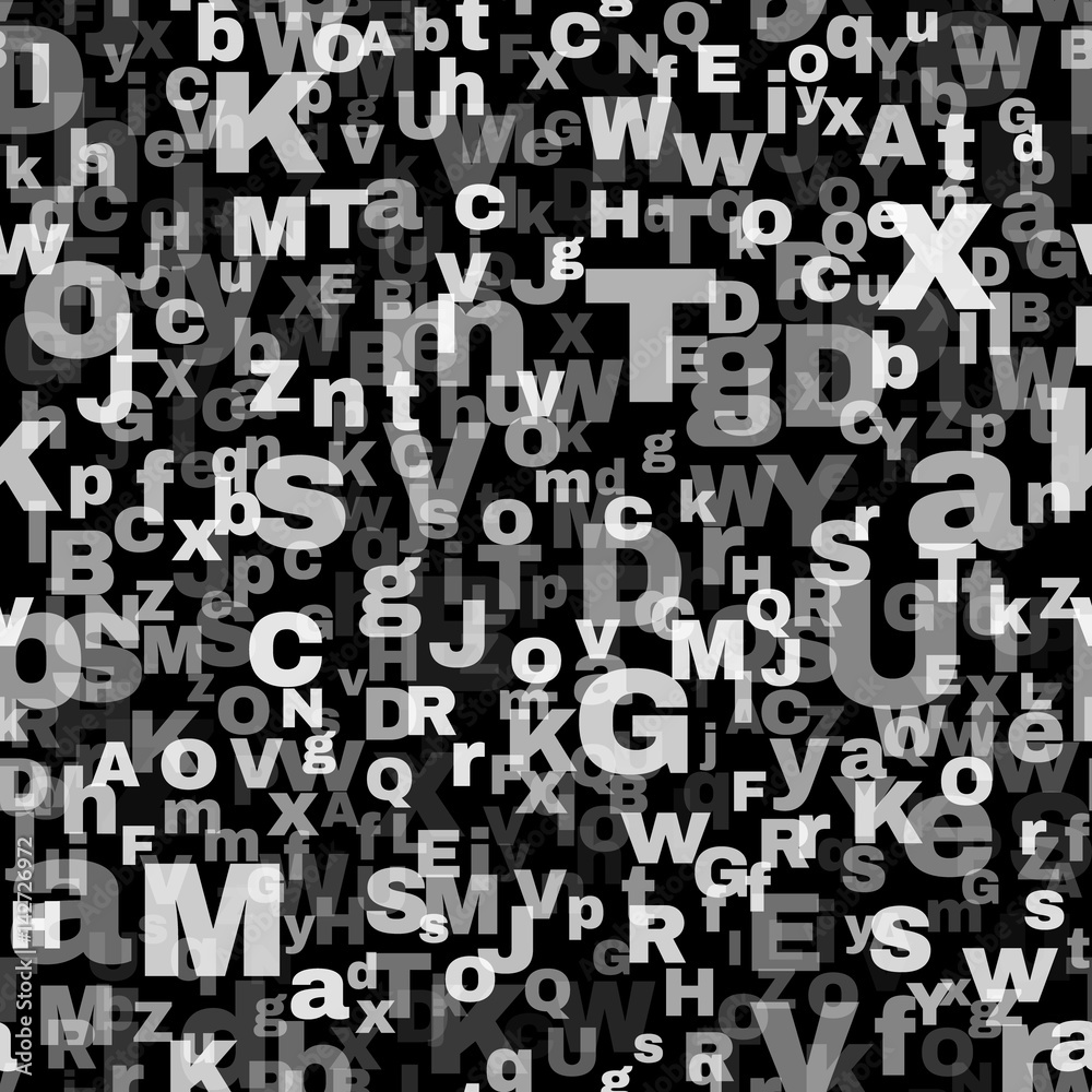 Seamless letters pattern. Repeatable alphabet background. Black and ...