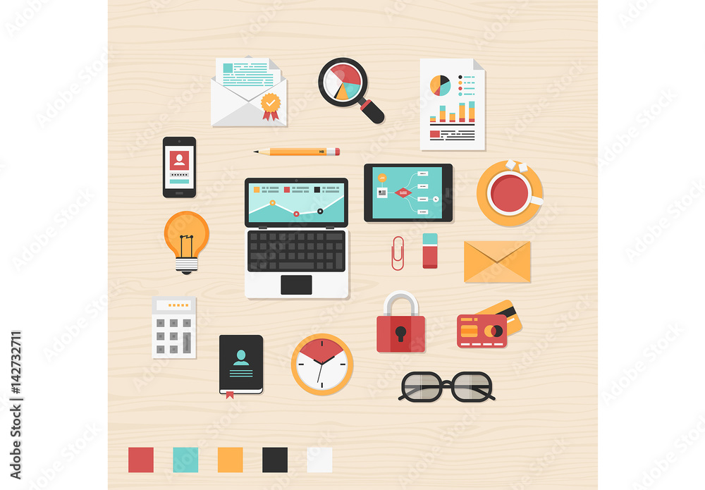 Colorful Business and Tech Icon Set 1 Stock Template | Adobe Stock