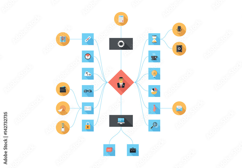 Colorful Business and Tech Flow Chart Stock Template | Adobe Stock