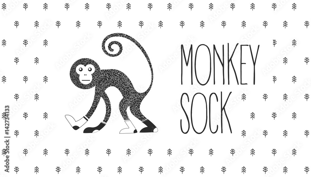 Sock Monkey Clip Art Black And White